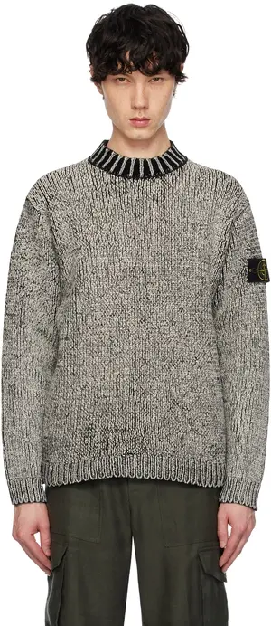 Buy Stone Island Crewneck Cotton Chenille Sweater - V0029 Black At